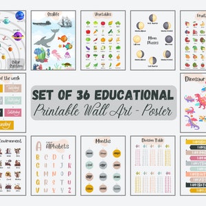 Set of 36 Educational Posters Home School Printables | Etsy