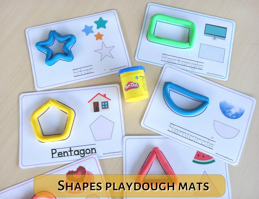 Printable Shapes Play Dough Mats for Kids Playdough Toddler Activity ...