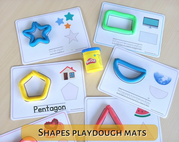 Shapes Play Dough Mats Visual Cards Montessori Toddler Activities ...
