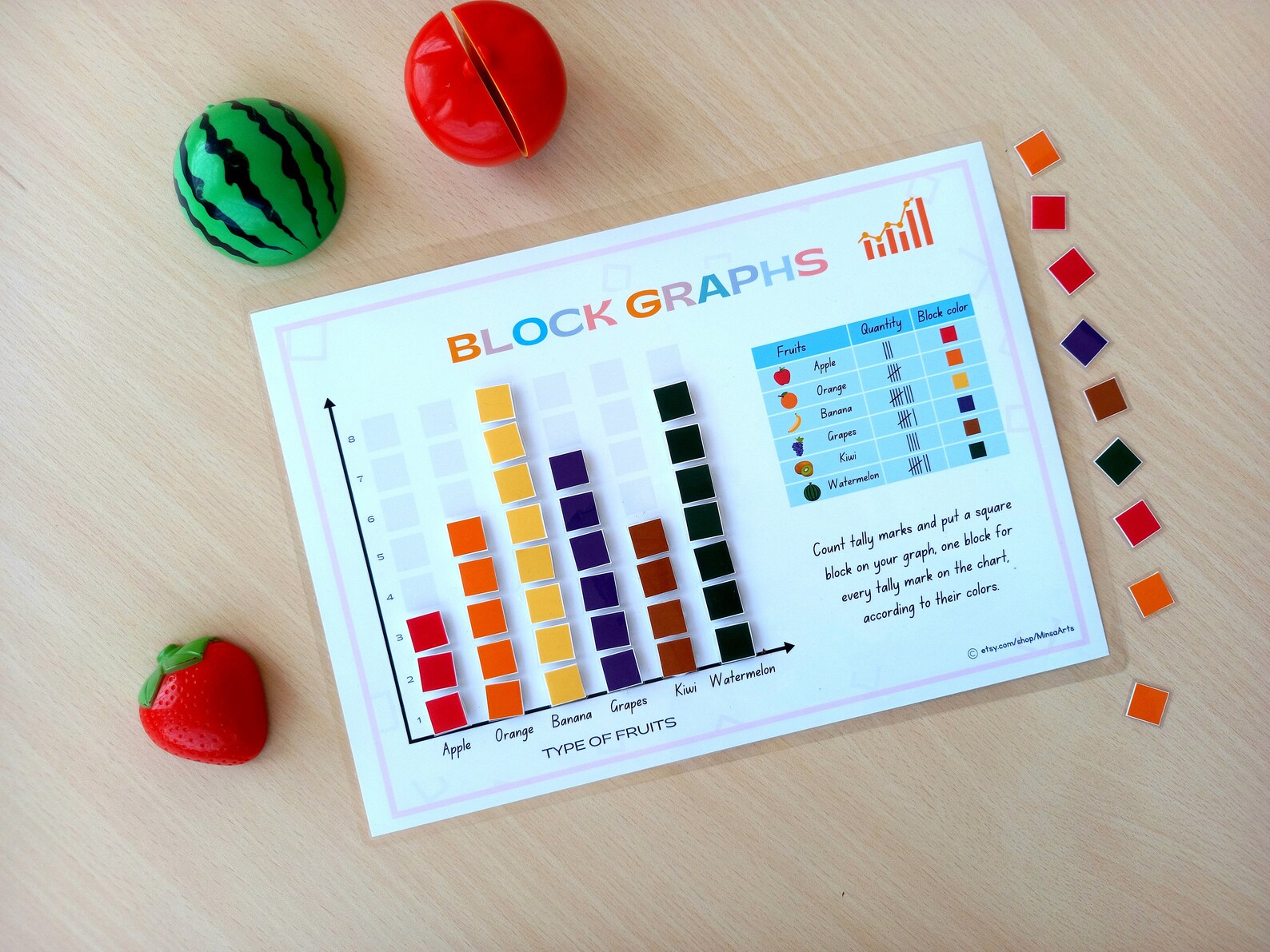 Math Activities Block Graph for Toddler Homeschool - Etsy Canada