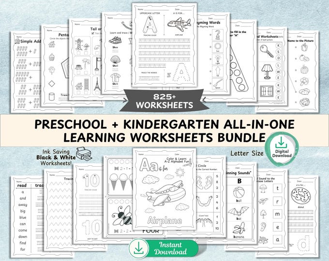 4000 Preschool Pre-k Kindergarten Learning Bundle, Activity Worksheets ...