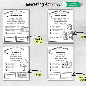 Engaging Kindergarten Reading Worksheets Fun Phonics, Vocabulary, and ...