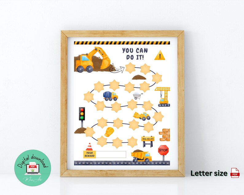 PRINTABLE Construction Reward Chart Behavior Chart for - Etsy
