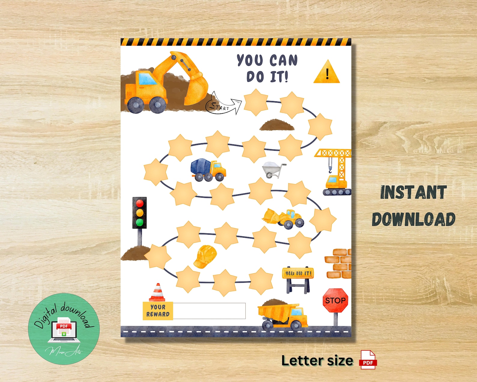 PRINTABLE Construction Reward Chart Behavior Chart for - Etsy