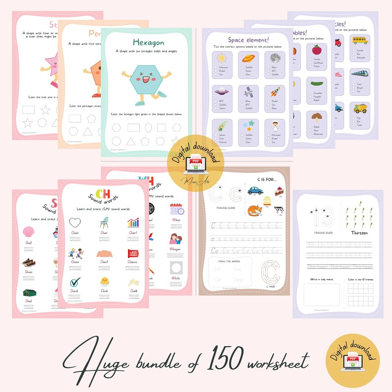 Printable Worksheets Bundle Alphabet Tracing Color - Etsy