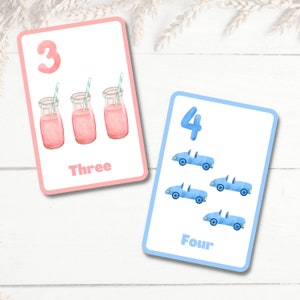 Watercolor 1-20 Numbers Flashcards Preschool Math Homeschool Counting ...