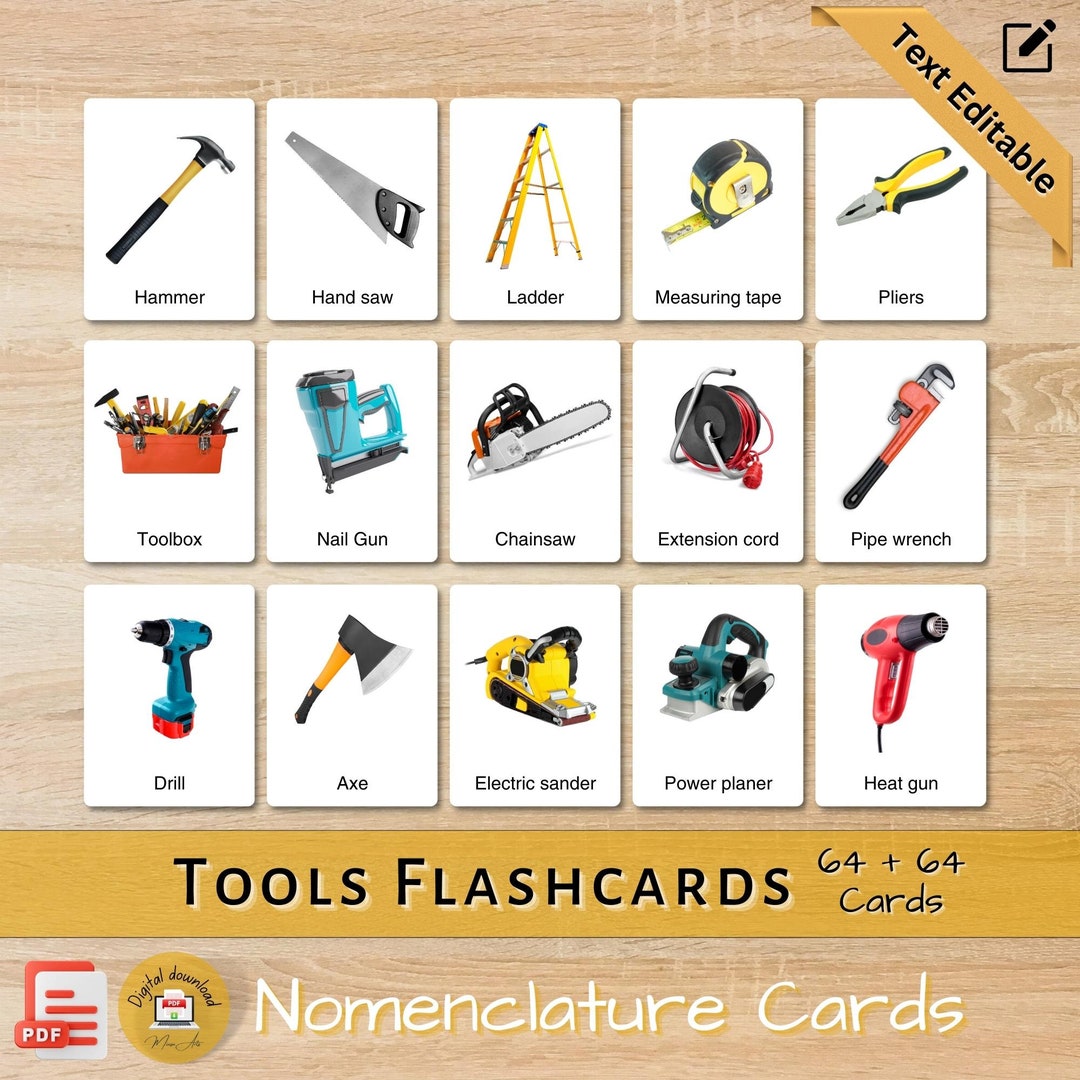 Tools & Equipment 64 Flashcards REAL PICTURE Nomenclature PRINTABLE ...