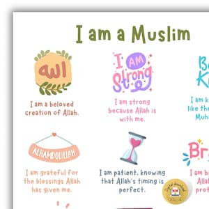PRINTABLE Islamic Affirmations Poster for Muslim Kids, Positive I Am ...