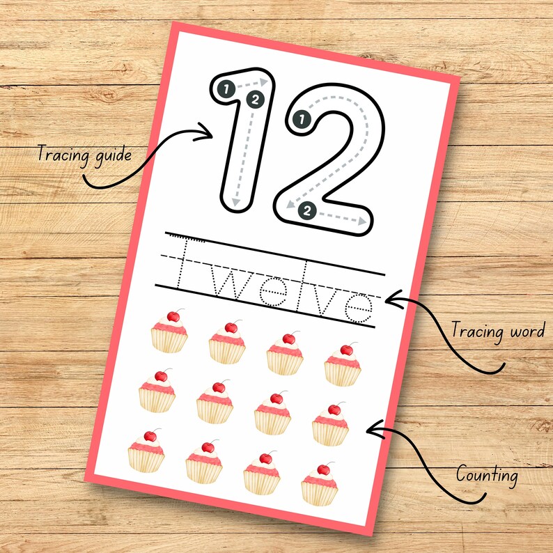 Numbers Flashcards 1-20 With Tracing Preschool Counting - Etsy