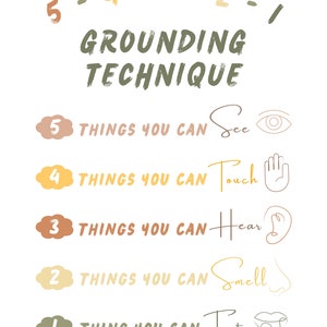 54321 Grounding Techniques Posters Mental Health Posters Mindfulness ...