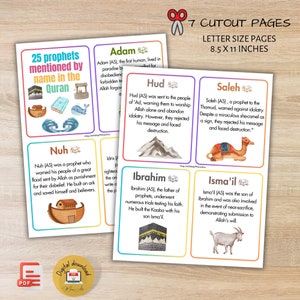 25 Prophets Name in the Quran Islamic Prophets Flashcards Printable PDF ...