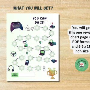 PRINTABLE Video Game Reward Chart for Boys Green Theme Behavior Chart ...