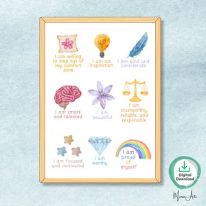 Positive Affirmation Poster for Kids – PRINTABLE Inspiring Daily Self ...