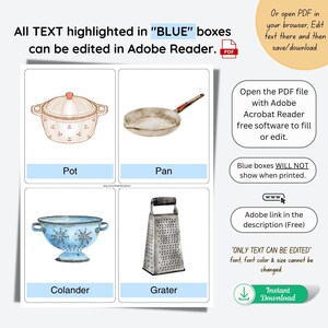 Kitchen Appliances Flashcards Watercolor Kitchen Utensil Nomenclature ...