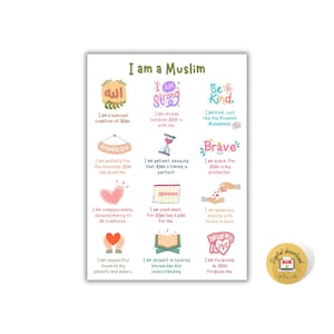 PRINTABLE Islamic Affirmations Poster for Muslim Kids, Positive I Am ...