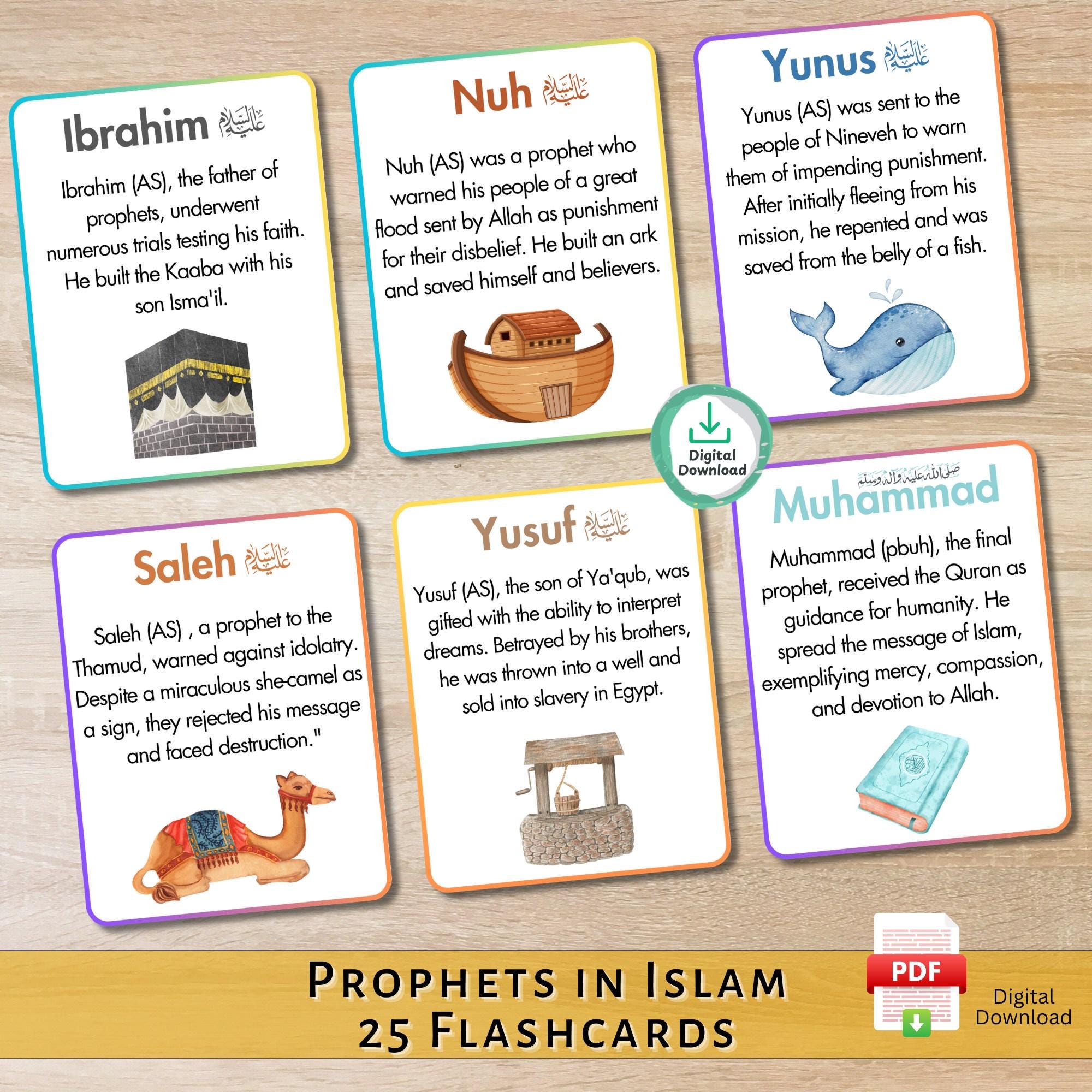 25 Prophets Name in the Quran Islamic Learning Prophets Flashcards ...