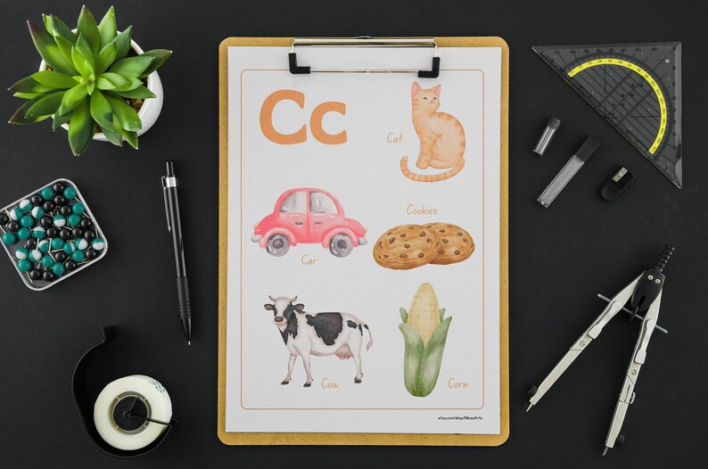 Watercolor Alphabet Poster Classroom ABC Poster Preschool - Etsy