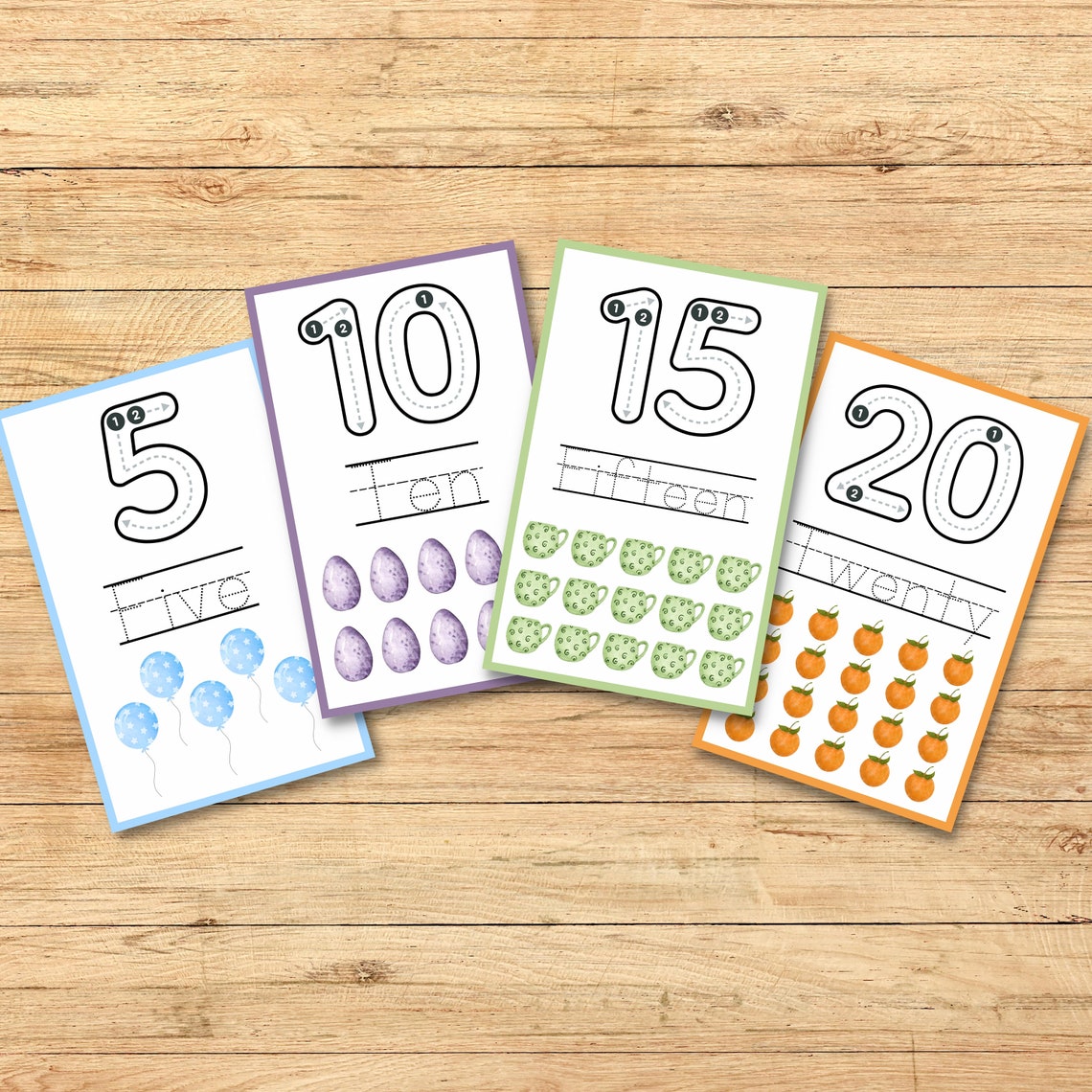 Numbers Flashcards 1-20 With Tracing Preschool Counting - Etsy