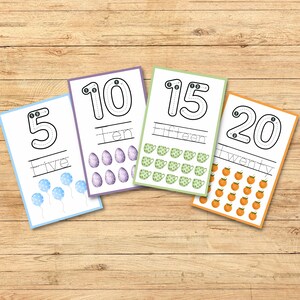 Numbers Flashcards 1-20 With Tracing, Preschool Counting Cards ...