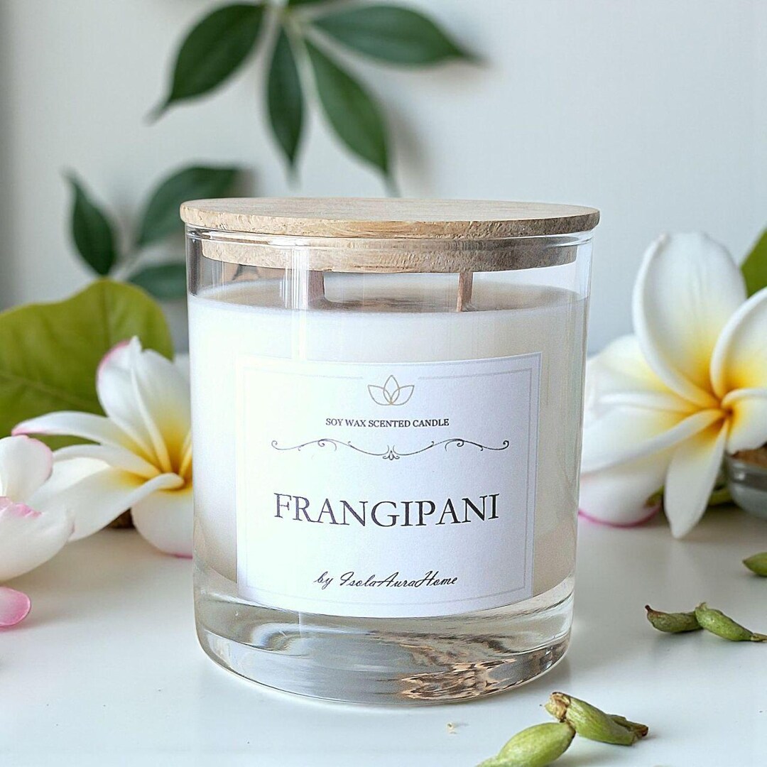Frangipani Scented Candle, Exotic Floral Aroma, Relaxing Aromatherapy ...