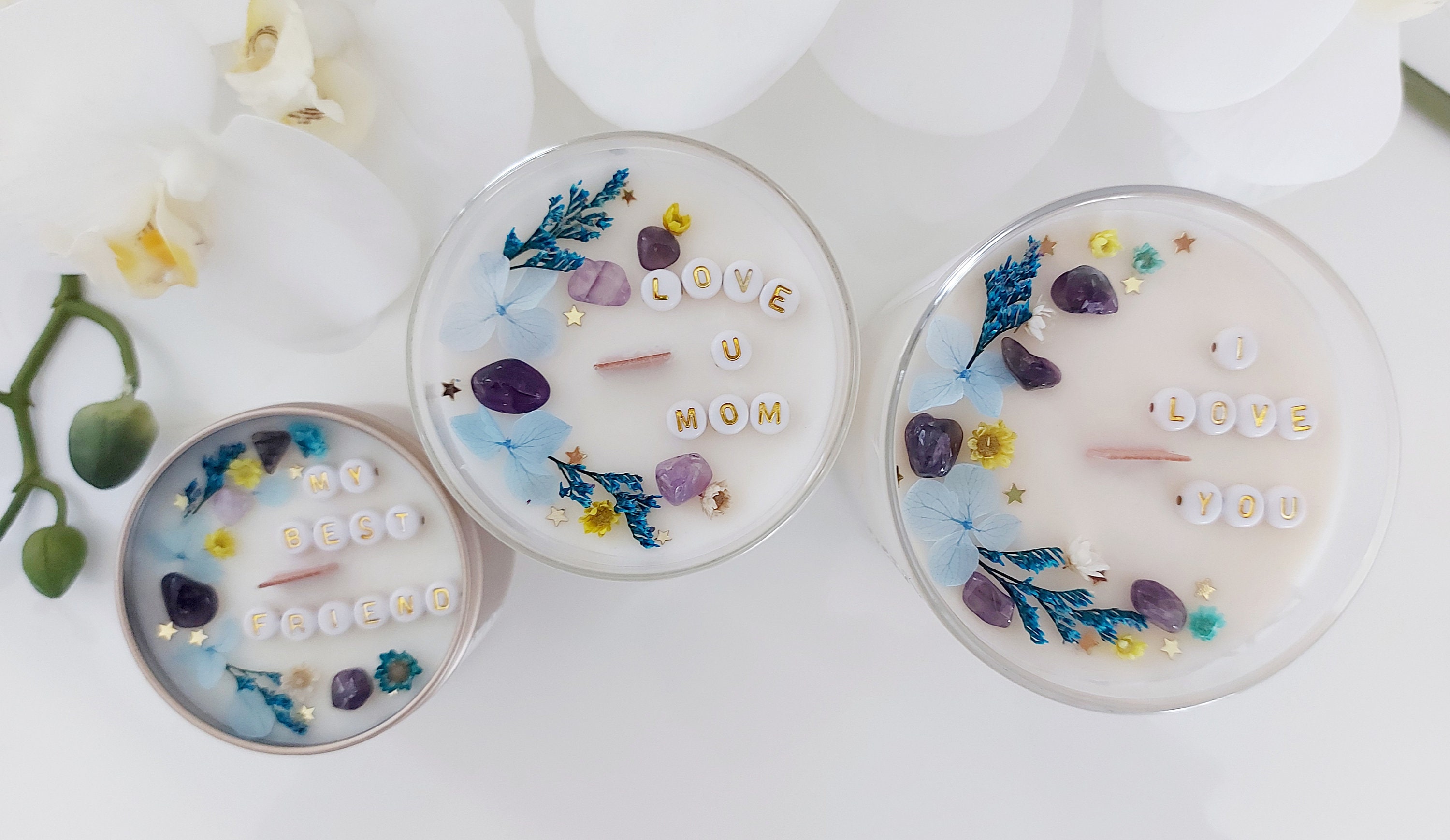 Hidden Message Candle With Crystals Amethyst, Personalized Secret ...