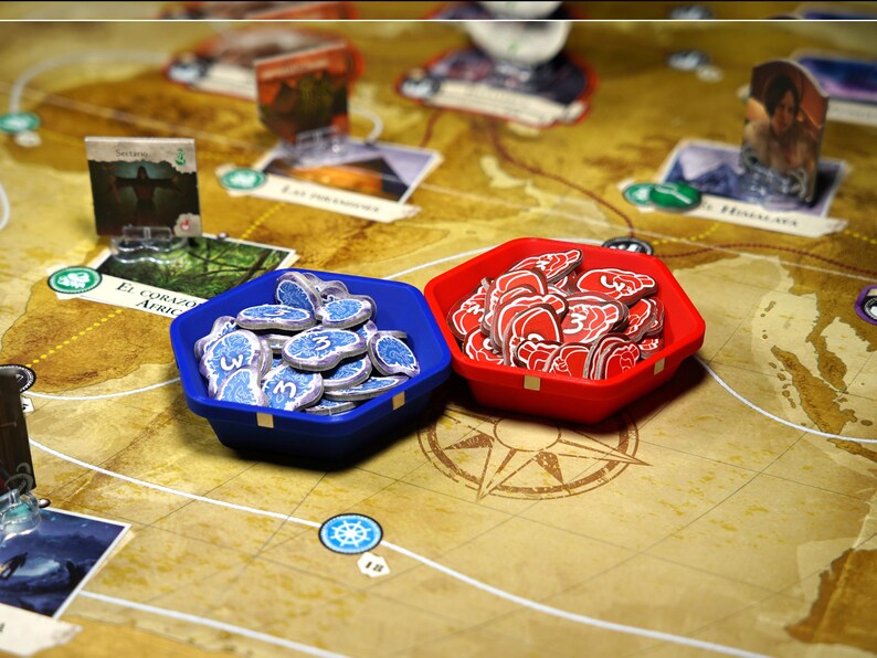 Stackable Magnetic Board Game Token Trays - Hexagonal - 10 Colors ...