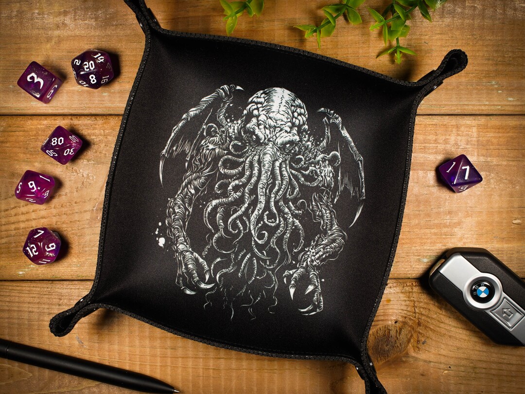 Cthulhu Black and White - Dice Tray – Neoprene Rolling Tray for Board ...