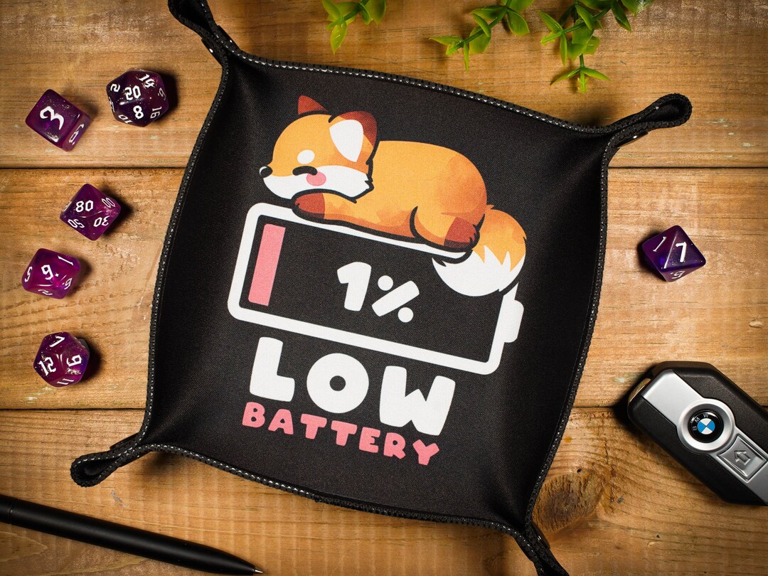 Low Battery Fox - Dice Tray – Neoprene Rolling Tray for Board Games ...