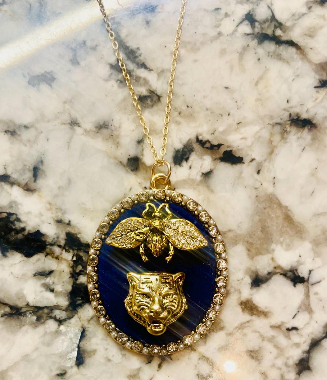 Rare Beautiful Repurposed Gucci Blue Velvet Defender Bee Angry Cat ...
