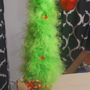 Adorable Furry 18 Inch Grinch Themed Bent Christmas Tree in a Grinch ...