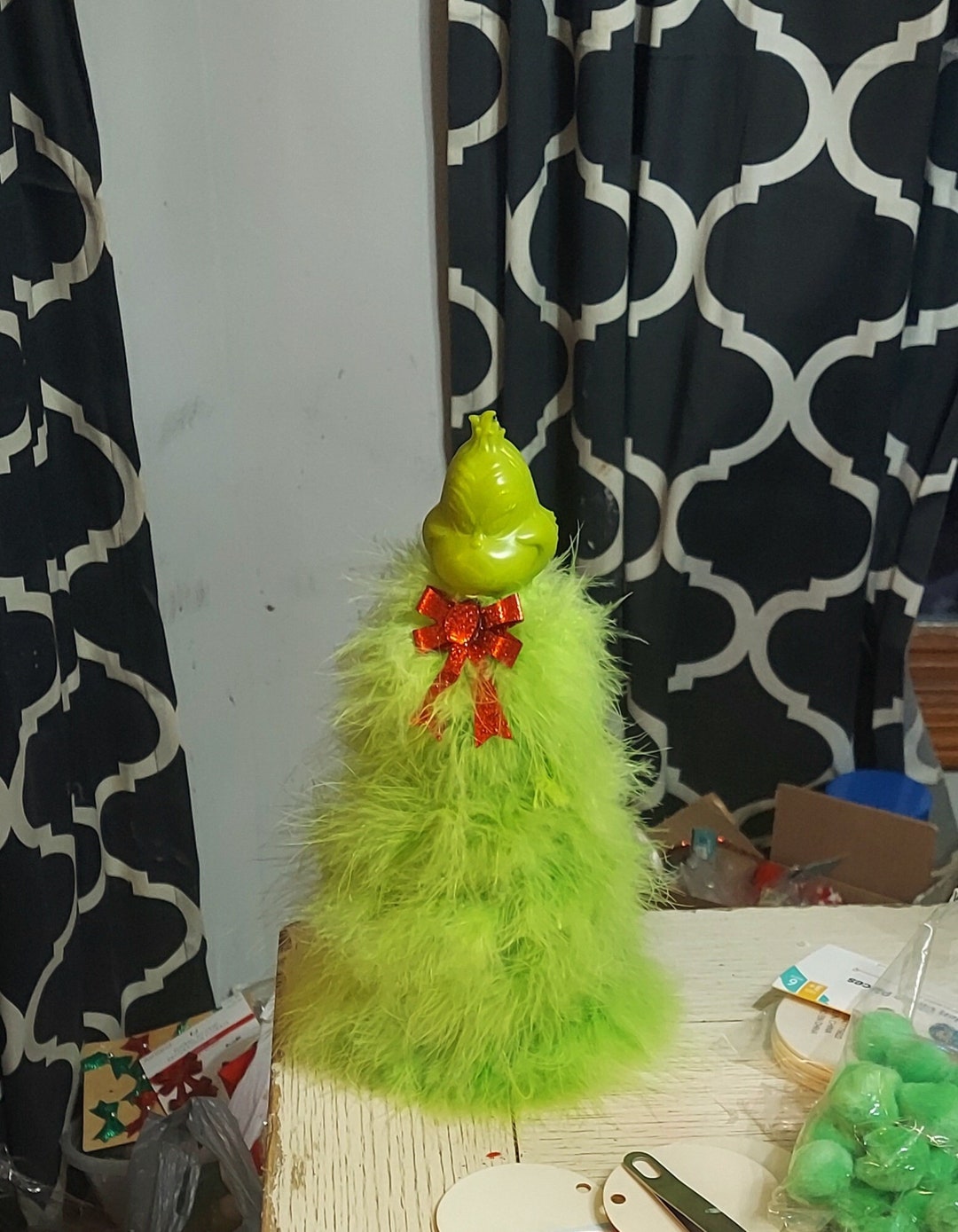 Too Cute 12 Inch Furry Grinch Inspired Grinch Head Christmas Tree - Etsy