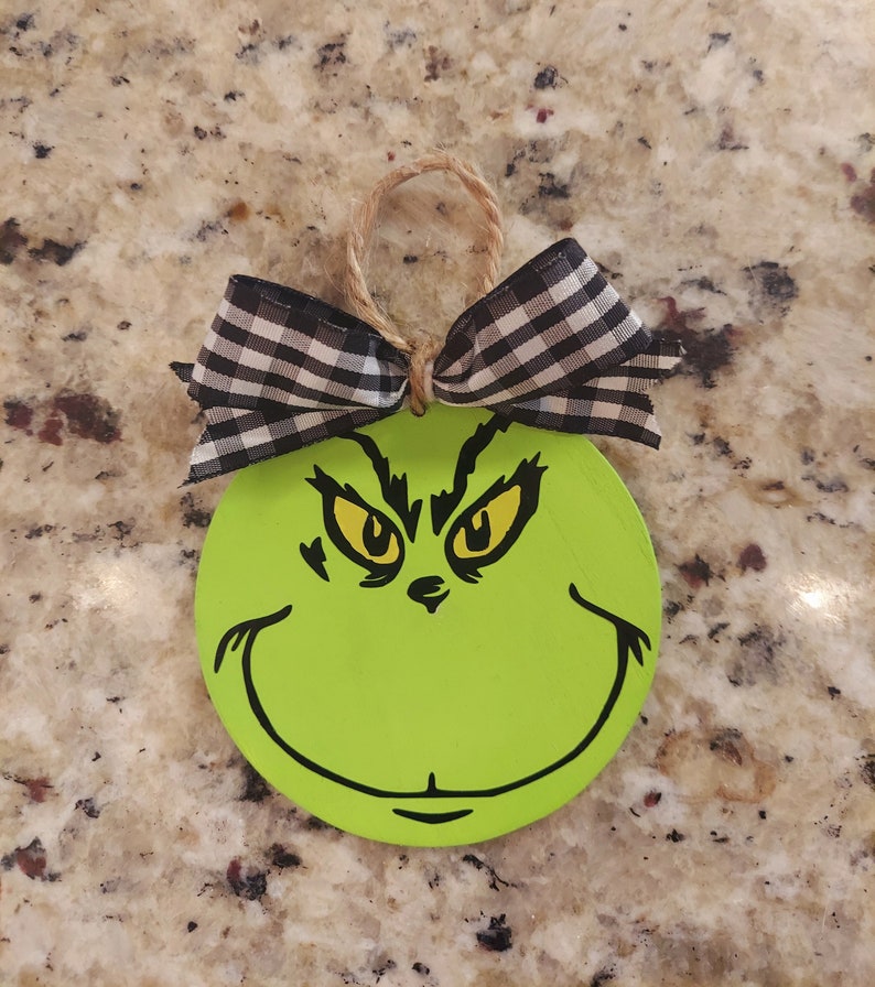 Beautiful Wooden Grinch Inspired Christmas Ornament - Etsy