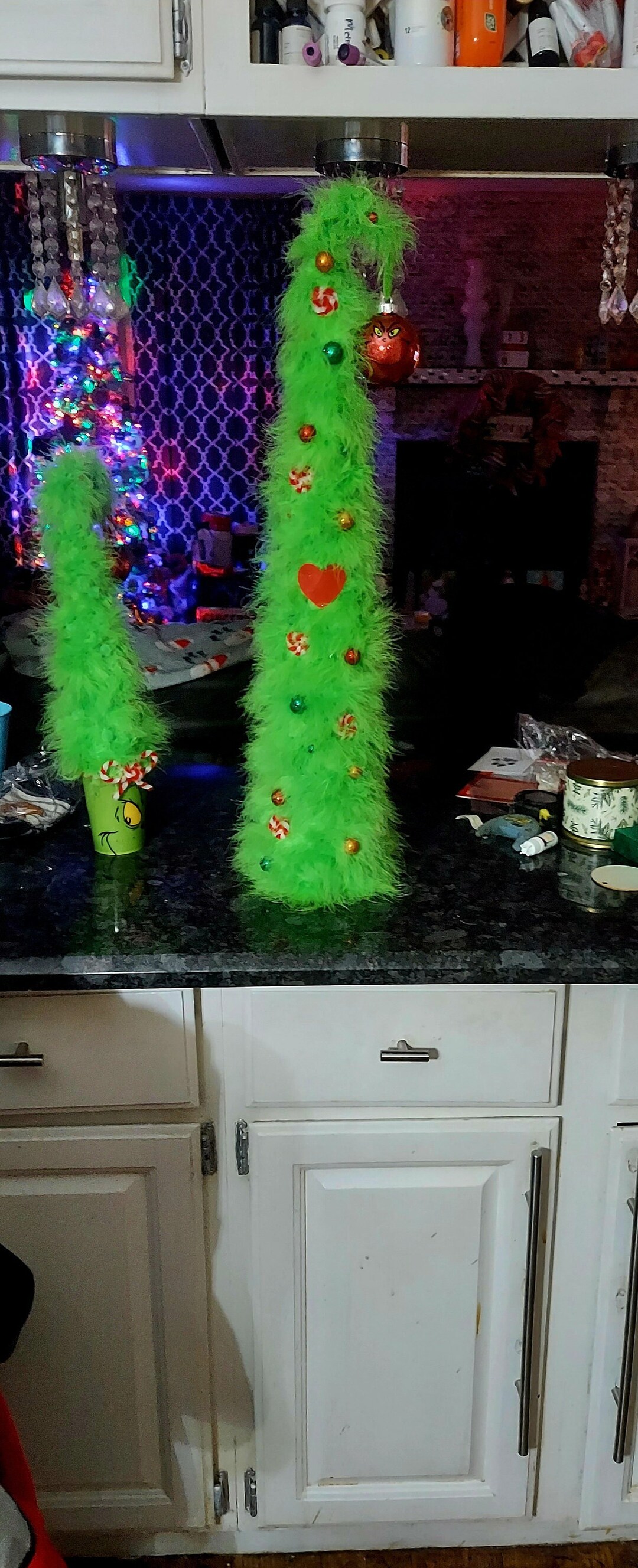 The Extreme Over 2 Feet Furry Grinch Themed Bent Christmas Cone Tree ...