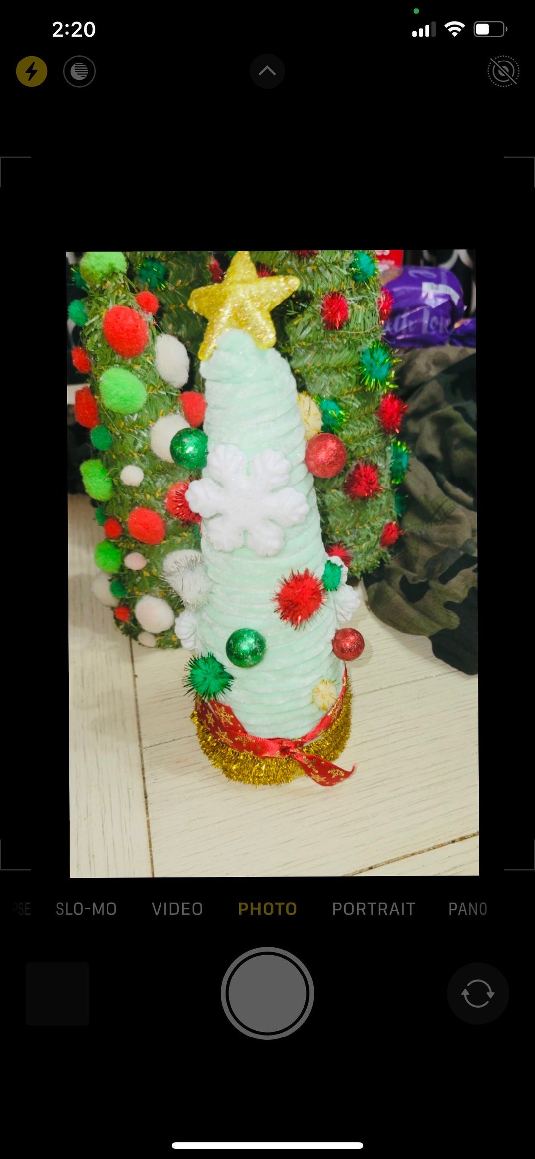 Cute Artistic Mint Green Yarn Tree With Pom Poms Snowflake Holly ...