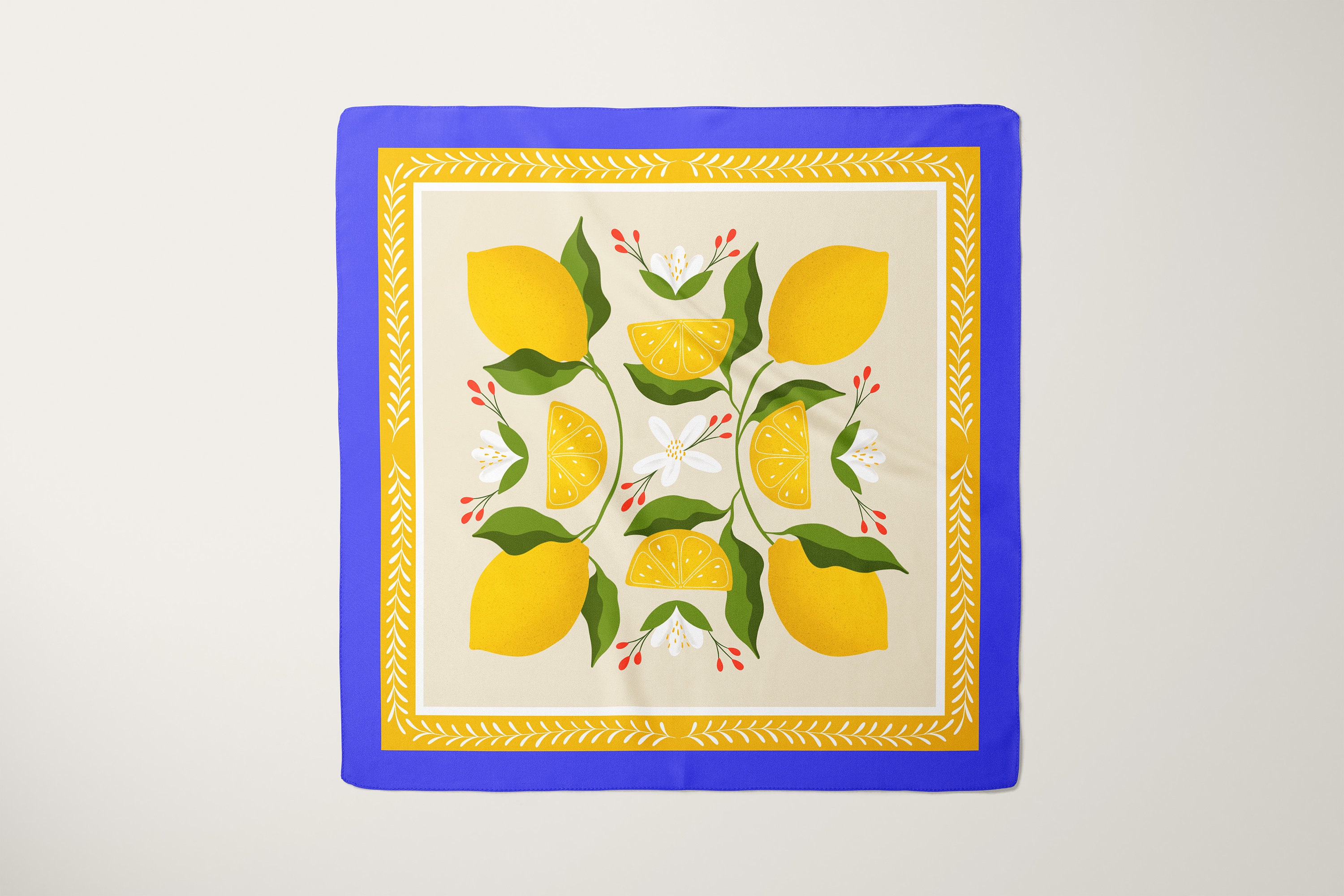 Lemon Print 100% Silk Scarf: Vintage-inspired Hair Wrap - Etsy
