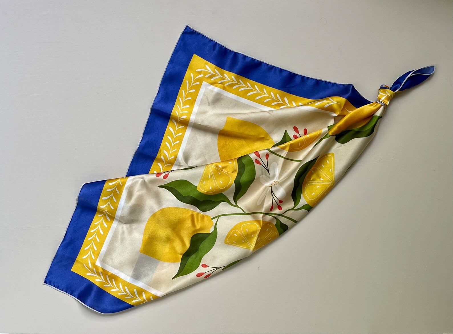 Lemon Print 100% Silk Scarf: Vintage-inspired Hair Wrap - Etsy