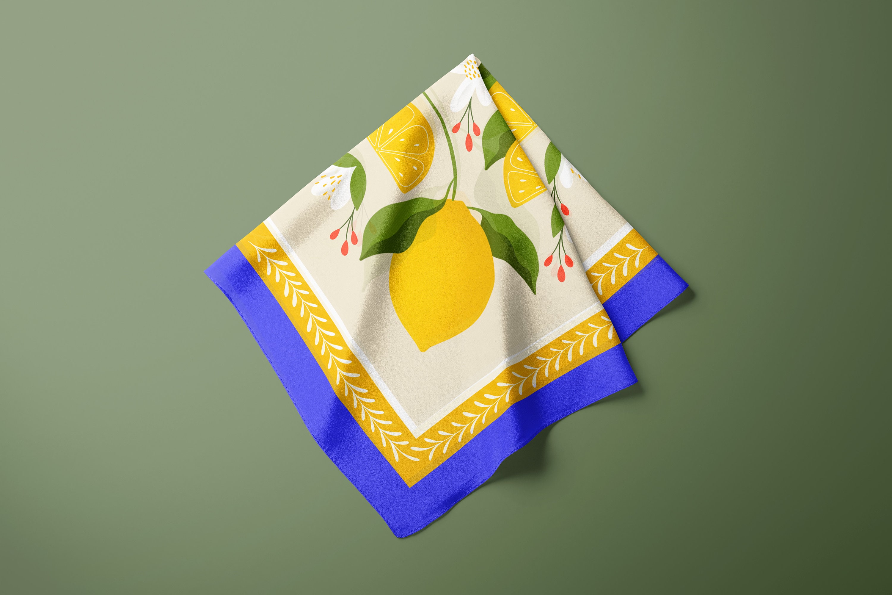 Lemon Print 100% Silk Scarf: Vintage-inspired Hair Wrap - Etsy