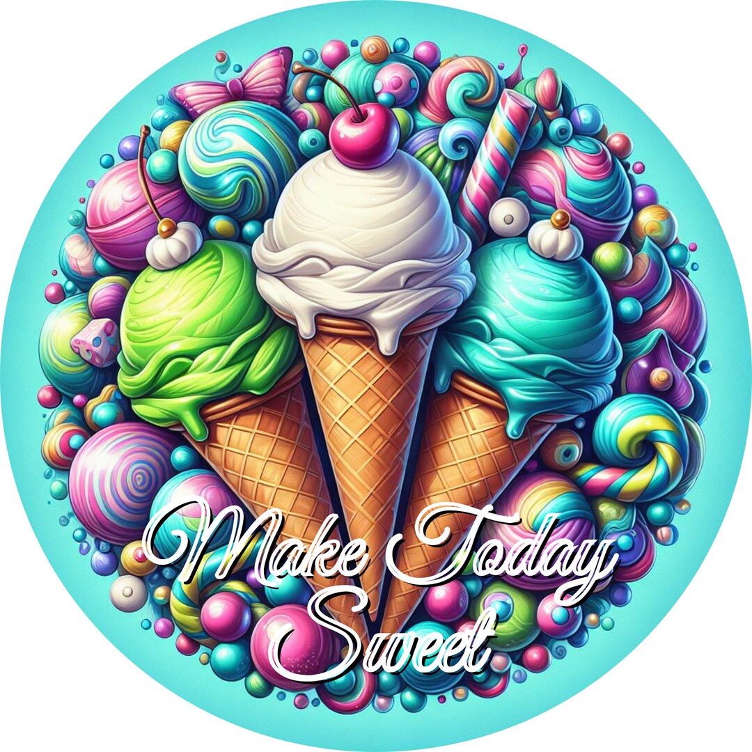 Ice Cream Cone Wreath Sign With Gumdrops, Make Today Sweet Candy Door ...