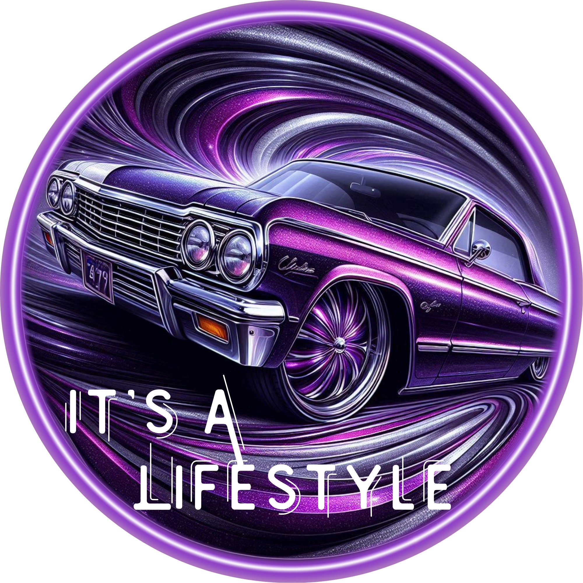Classic Purple Lowrider Aluminum Sign- Vintage Car Wall Decor, Old ...