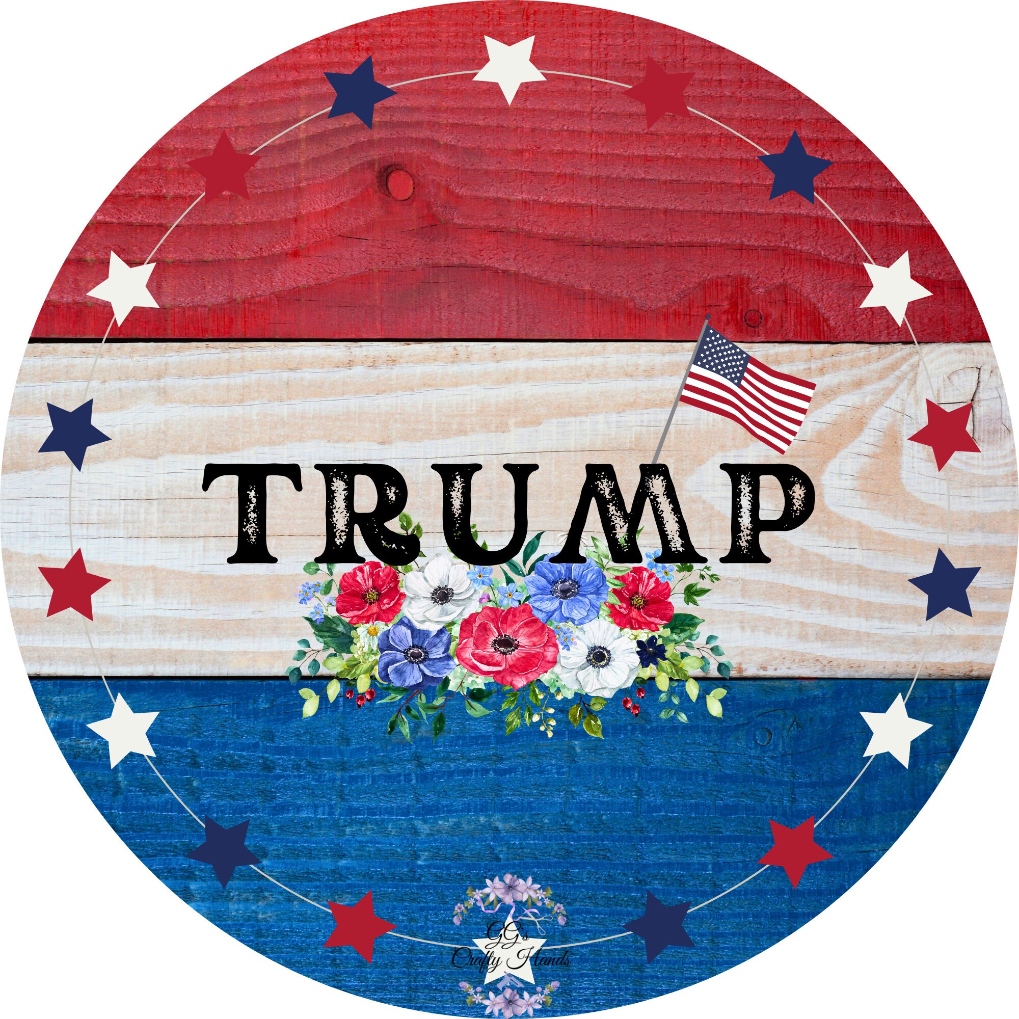 American Flag Sign, Trump Wreath Sign, Presidential Candidate Sign ...
