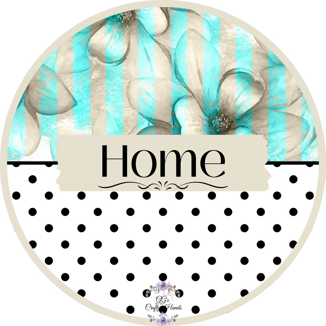Magnolia Wreath Sign, Polka Dot Flower Sign, Spring and Summer Teal ...