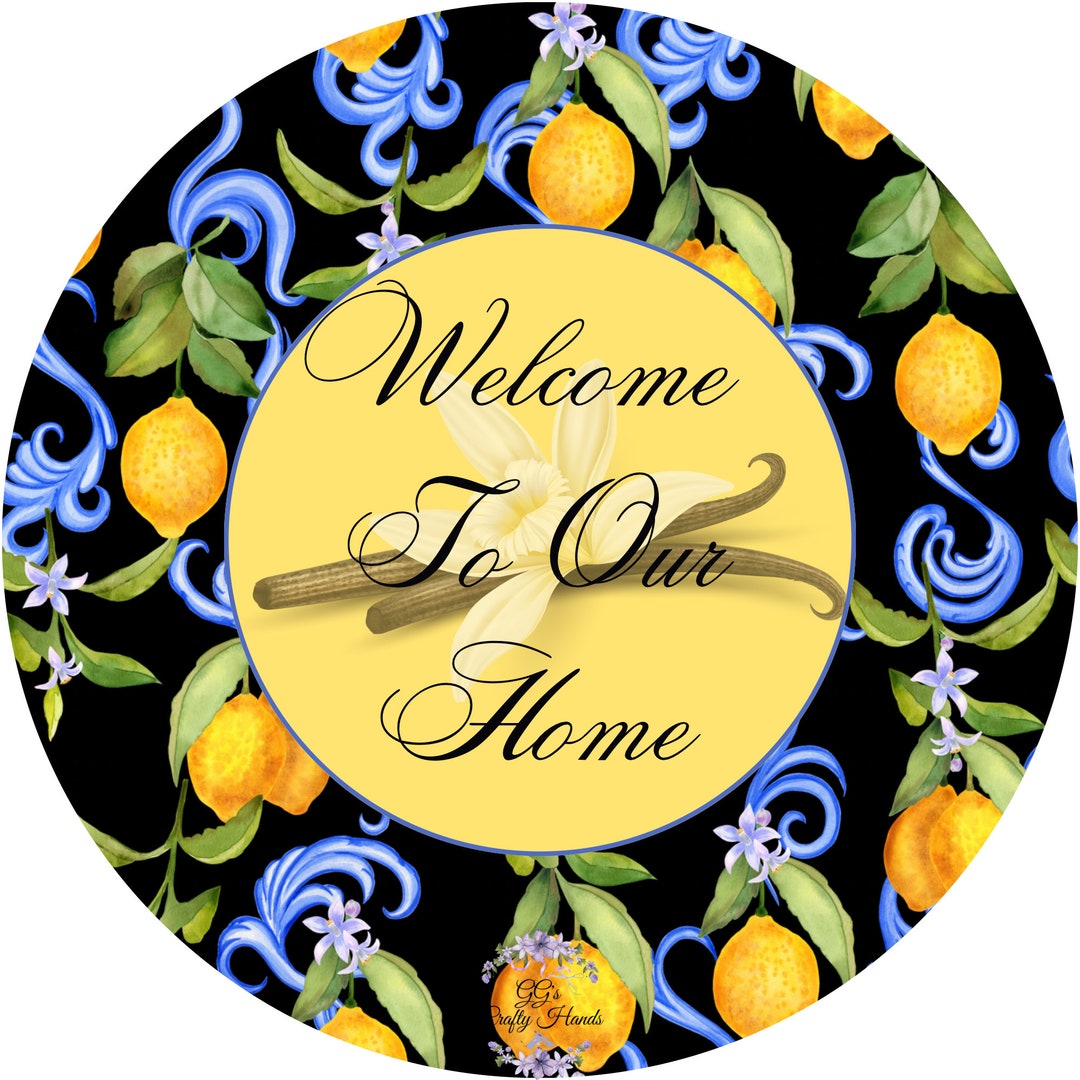 Summer Lemon Sign, Round Wreath Sign, Fruit Kitchen Decor, Welcome to ...