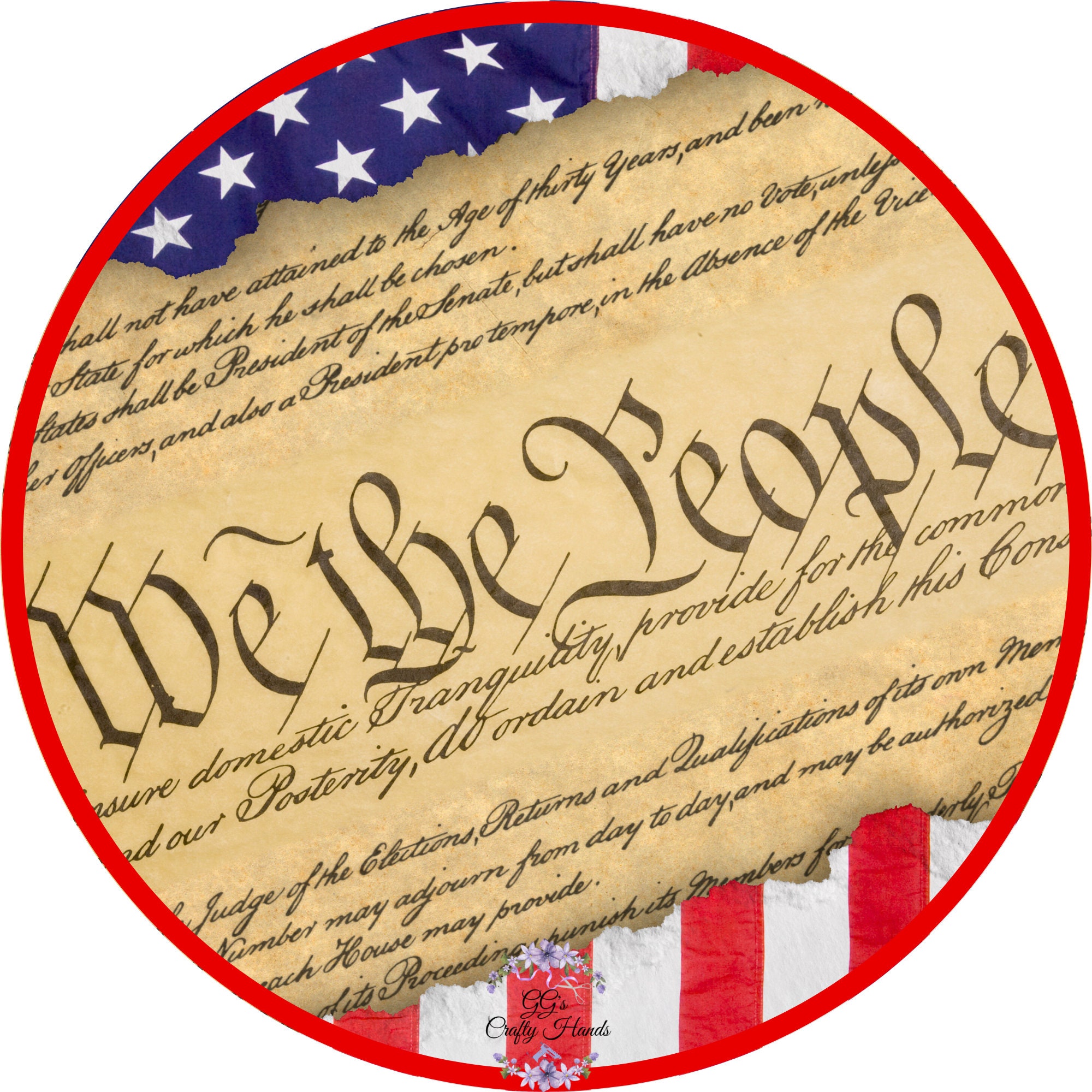 American Flag We the People Constitution Wreath Sign, Patriotic ...