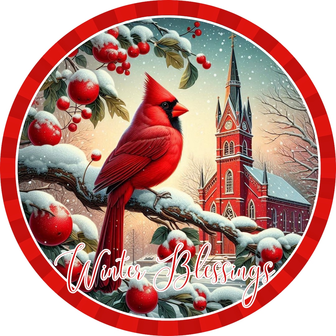 Winter Blessings Cardinal Sign, Red Christmas Bird Decor, Seasonal Wall ...