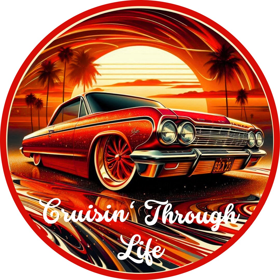 Classic Red Lowrider Aluminum Sign-cruisin' Through Life, Vintage Car ...