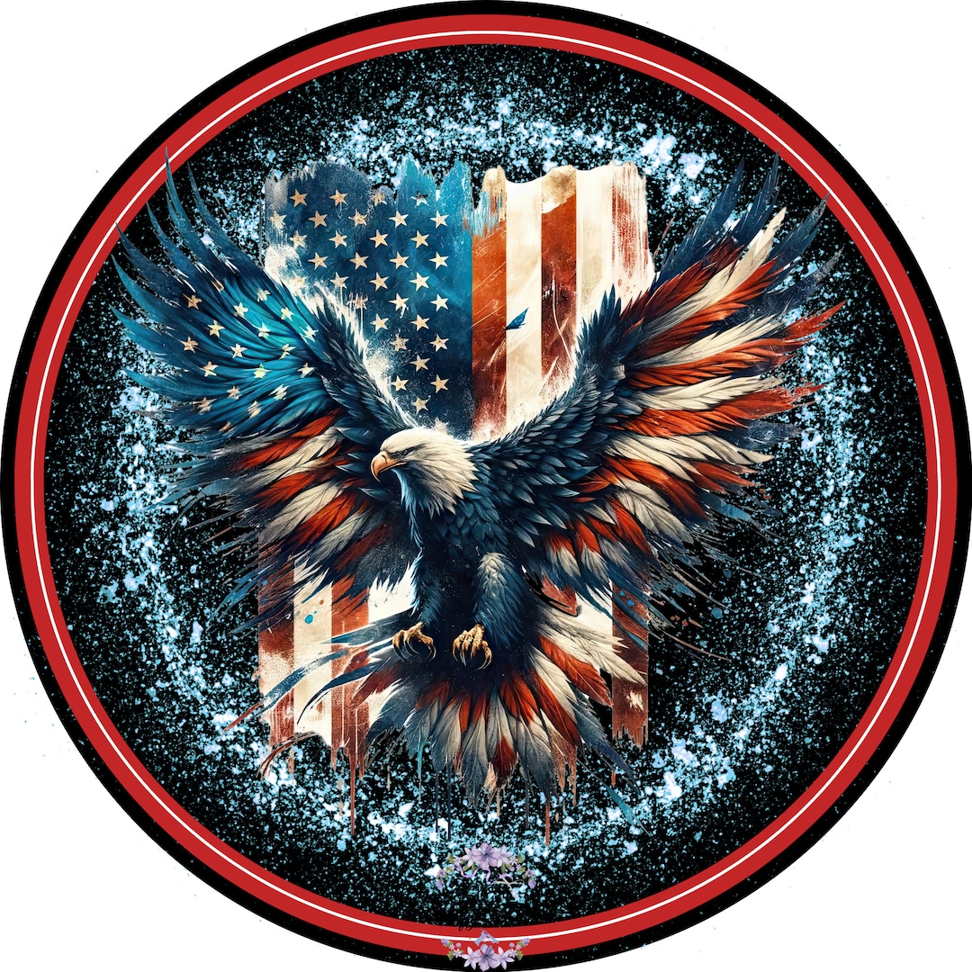 American Flag With Eagle Sign, Veterans Day Wreath Sign, Independence ...