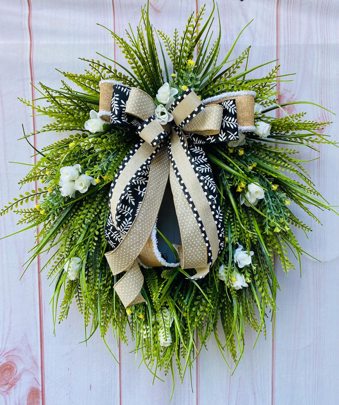 Everyday Greenery Wreath for Door, Rustic Rose Grapevine Wreath ...
