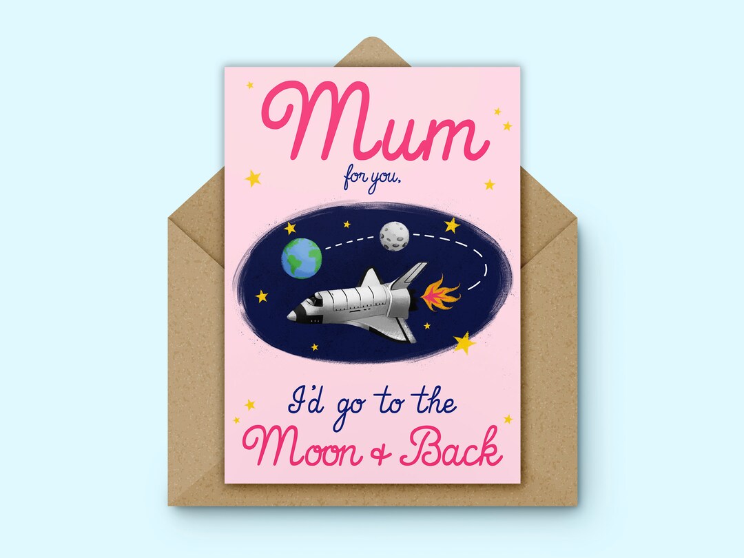 Cute Mother's Day Card, Happy Mother's Day, Card for Mum, Space Themed ...