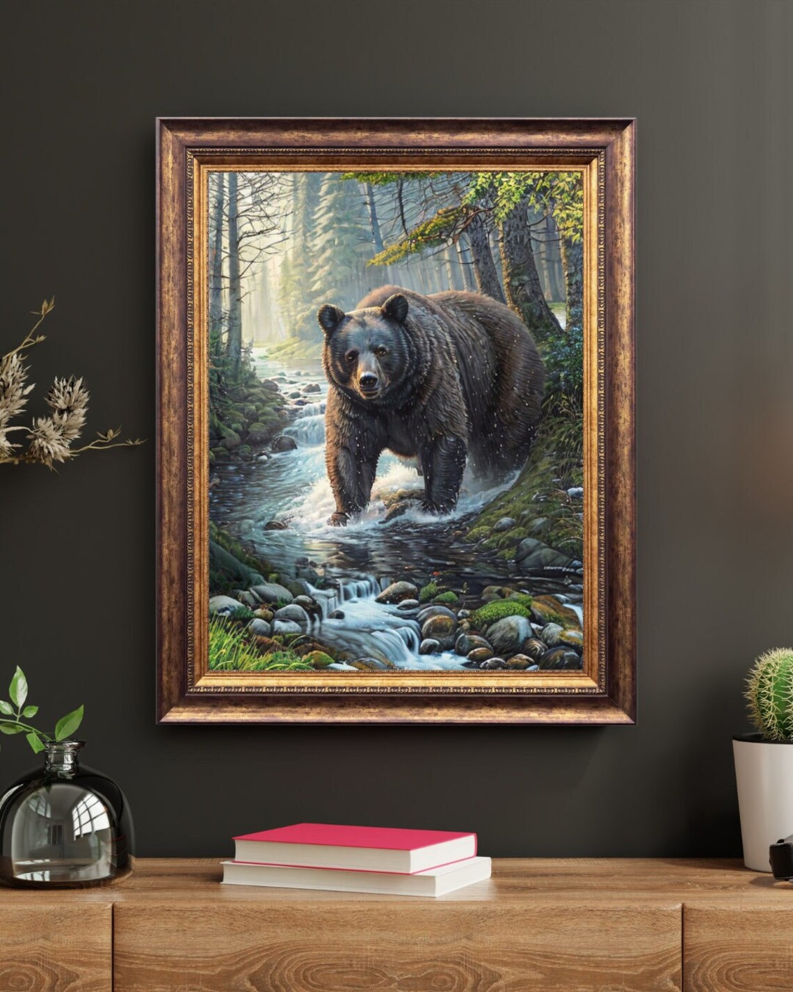 Black Bear Wall Art Canvas - AI Created Canvas Painting - High Quality ...