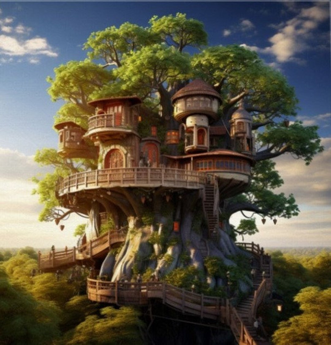 Tree House Forest Fantasy Canvas Ai-powered Treehouse Escape, Whimsical ...